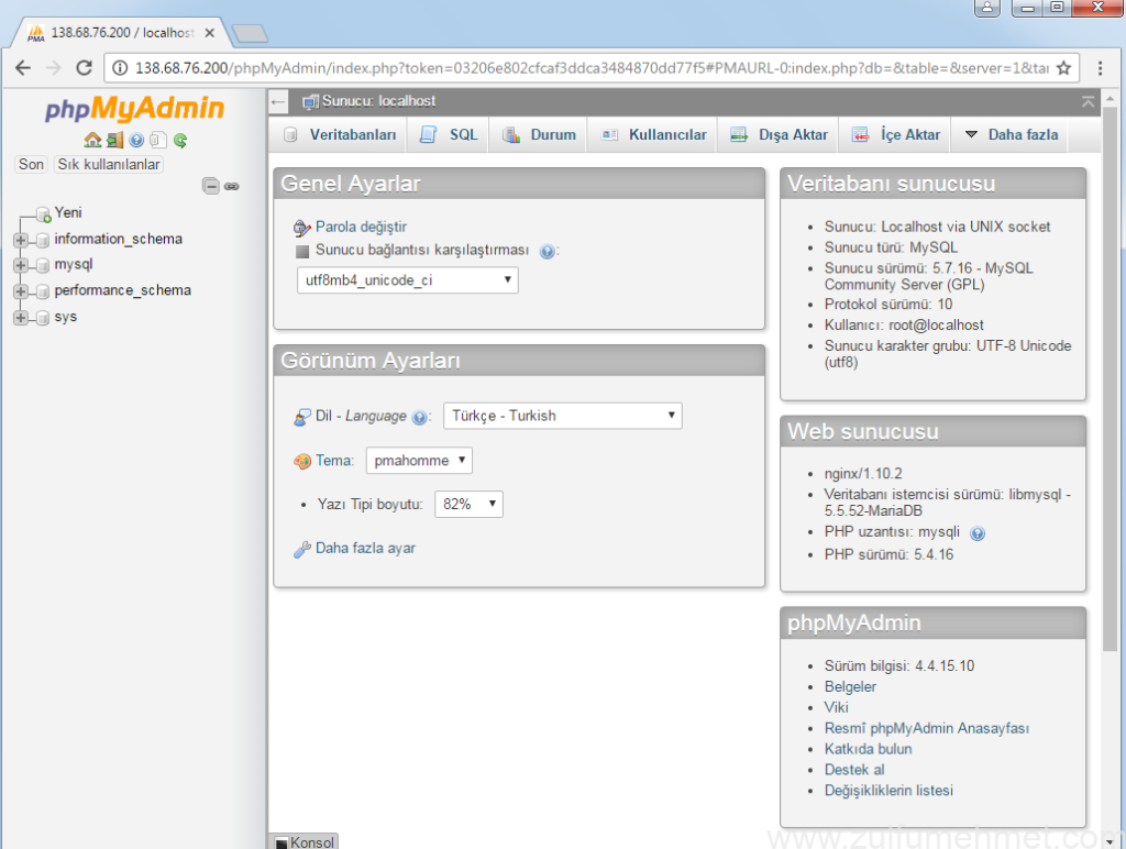 Centos 7 Nginx İle MySQL ve PhpMyAdmin Kurulumu - Zülfü Mehmet